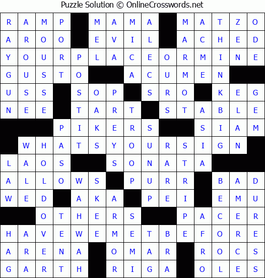 Solution for Crossword Puzzle #1127