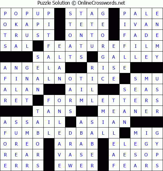 Solution for Crossword Puzzle #1219