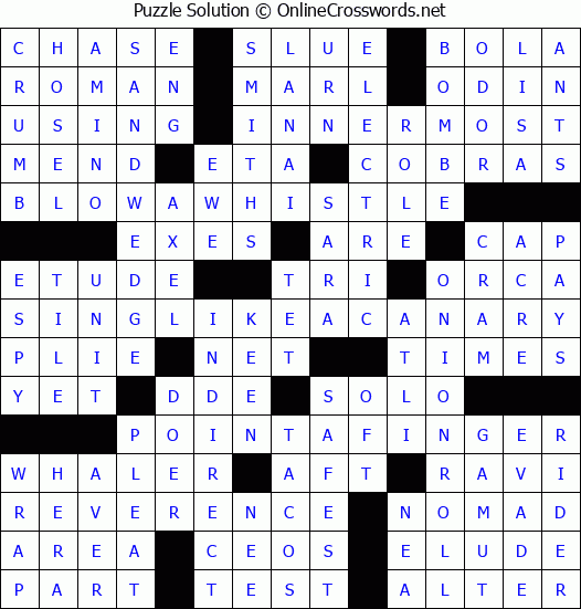 Solution for Crossword Puzzle #1276