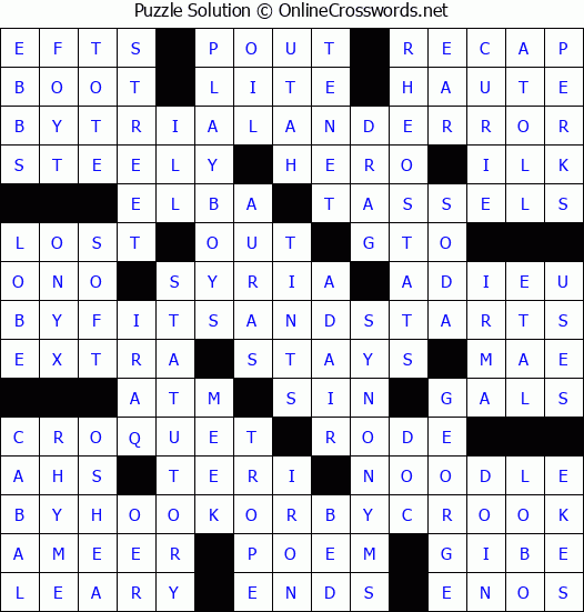Solution for Crossword Puzzle #1552