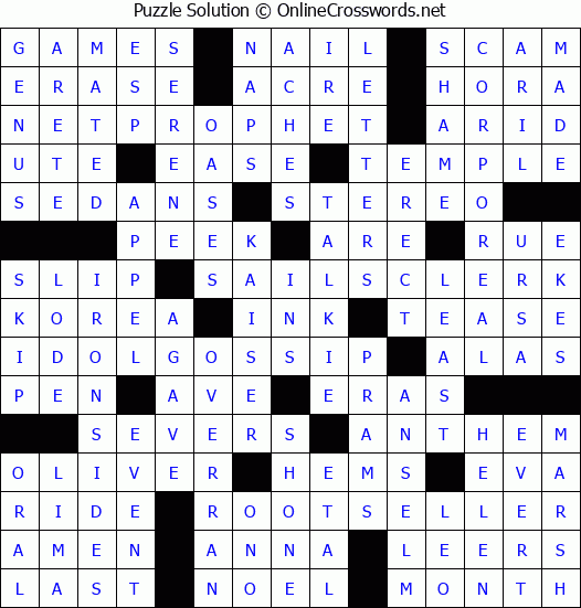 Solution for Crossword Puzzle #2323