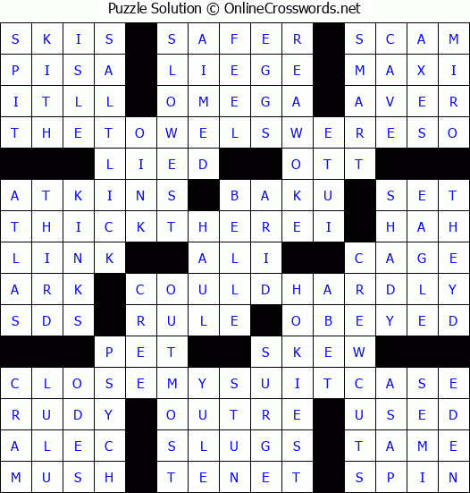 Solution For Crossword Puzzle 2396