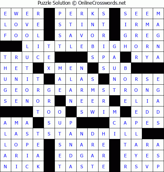 Solution for Crossword Puzzle #2398
