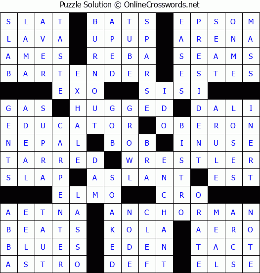 Solution for Crossword Puzzle #2487