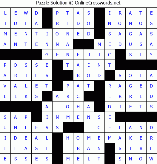 Solution for Crossword Puzzle #49737
