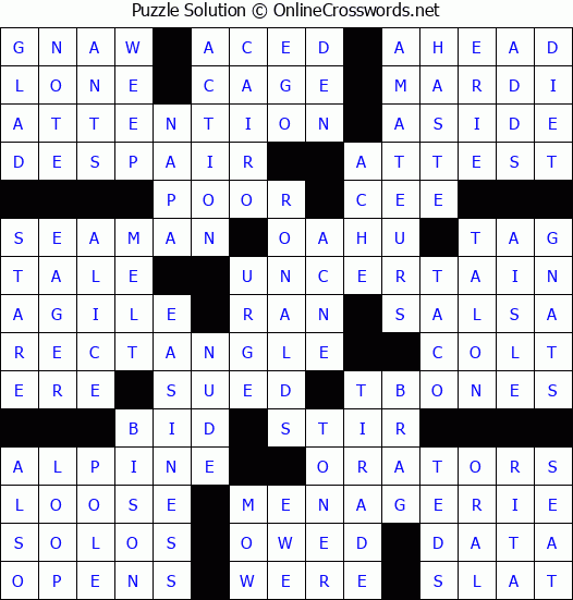 Solution for Crossword Puzzle #49973