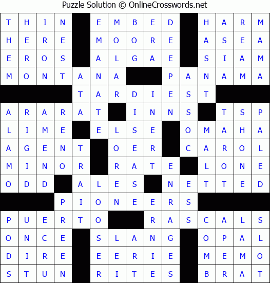 Solution for Crossword Puzzle #50476