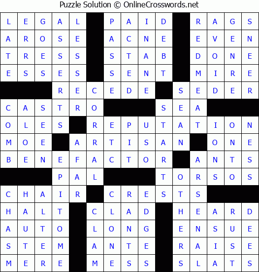 Solution for Crossword Puzzle #52128