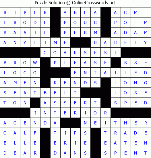 Solution for Crossword Puzzle #54652