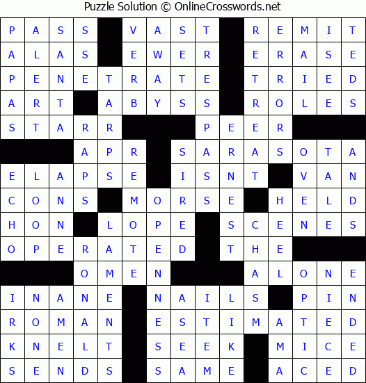 Solution for Crossword Puzzle #58882
