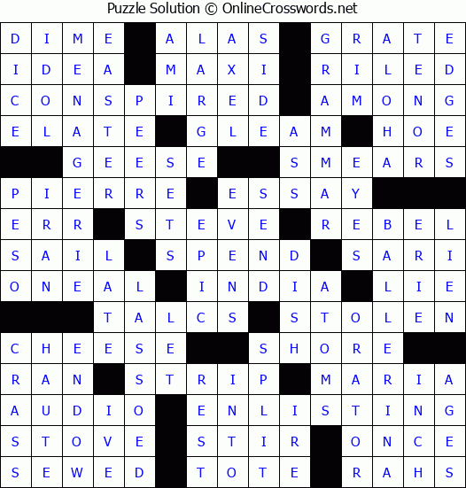 Solution for Crossword Puzzle #62582