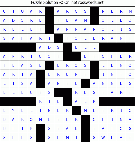 Solution for Crossword Puzzle #62724
