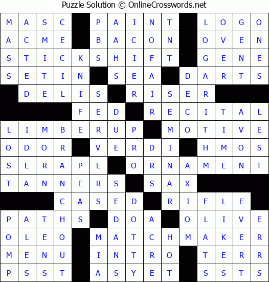 Solution for Crossword Puzzle #6326