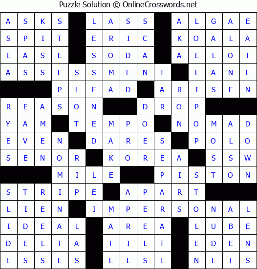 Solution for Crossword Puzzle #64175