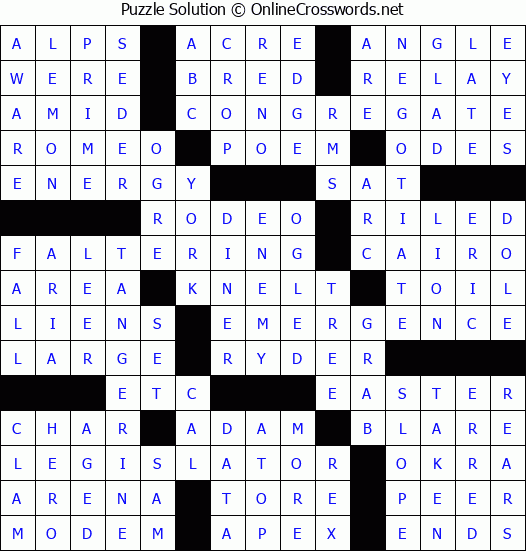 Solution for Crossword Puzzle #65588