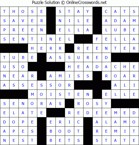 Solution for Crossword Puzzle #70051