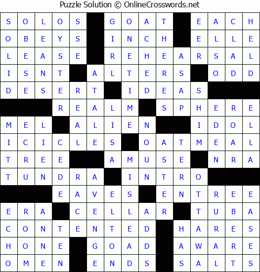 Solution for Crossword Puzzle #70257