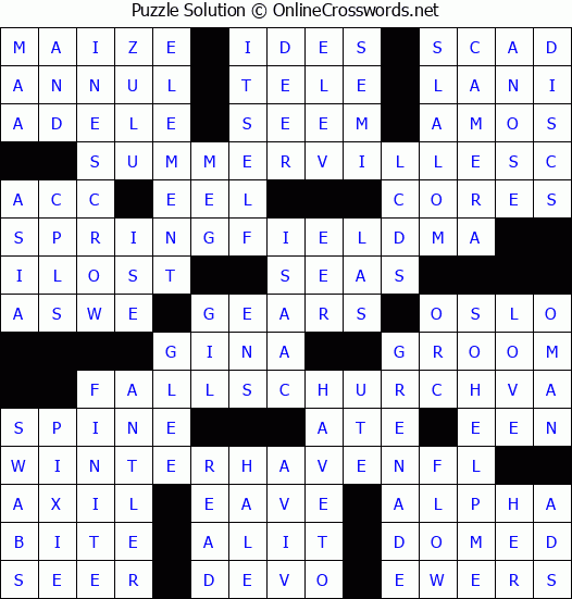 Solution for Crossword Puzzle #7028
