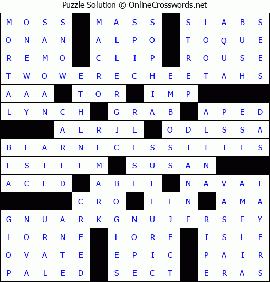 Solution for Crossword Puzzle #729