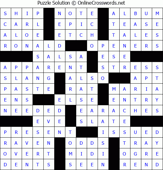 Solution for Crossword Puzzle #73010
