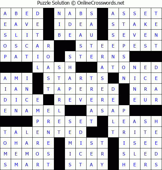 Solution for Crossword Puzzle #73365