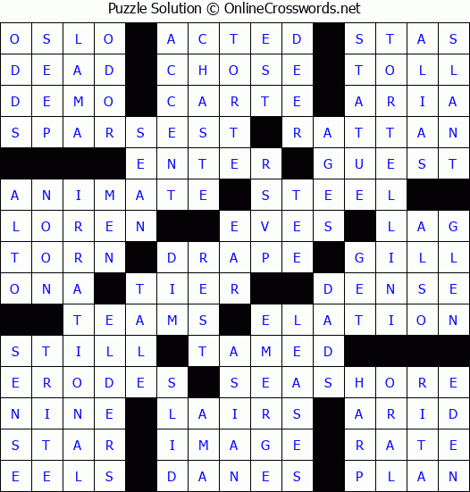 Solution for Crossword Puzzle #76197