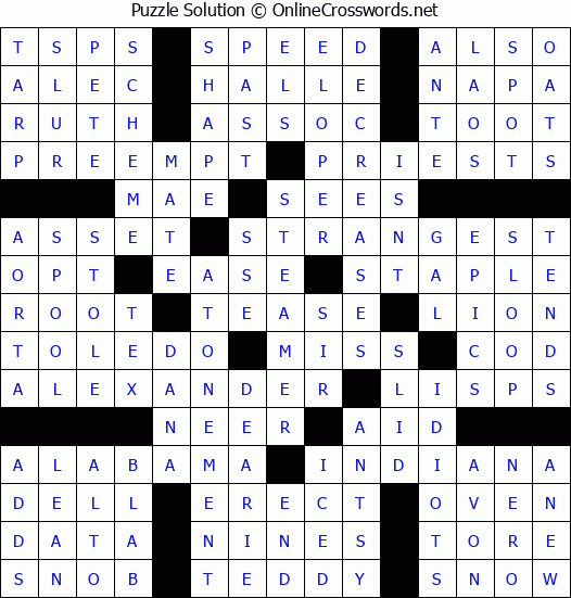 Solution for Crossword Puzzle #77436