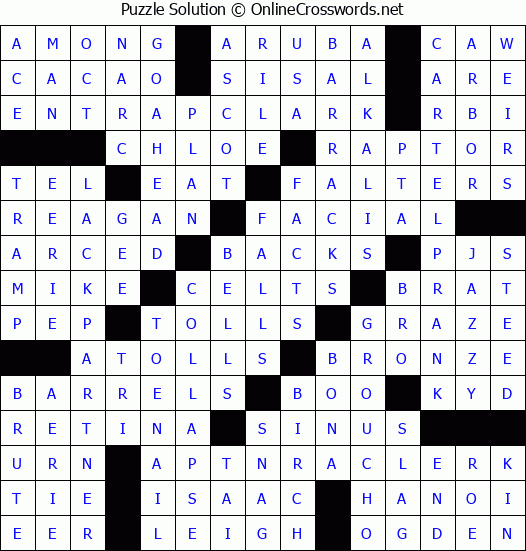 Solution for Crossword Puzzle #800