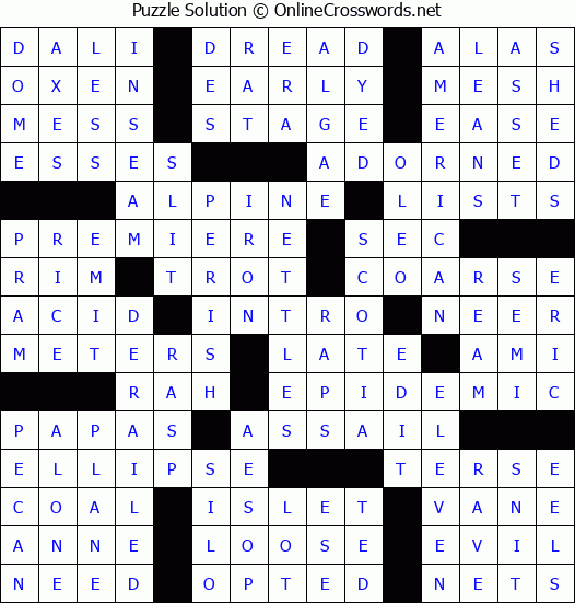 Solution for Crossword Puzzle #81703