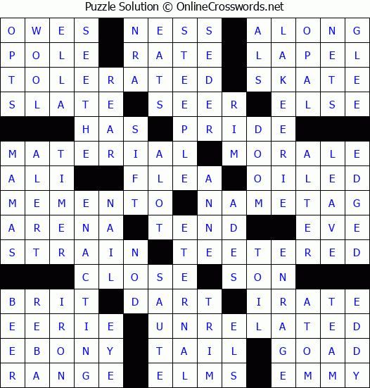 Solution for Crossword Puzzle #83825