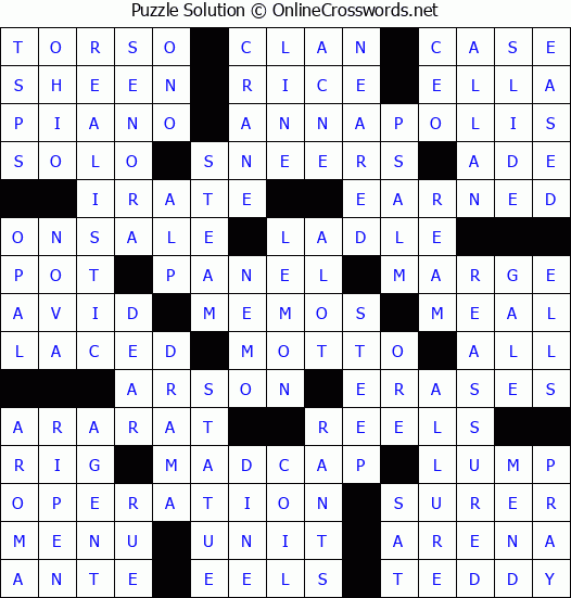 Solution for Crossword Puzzle #85287