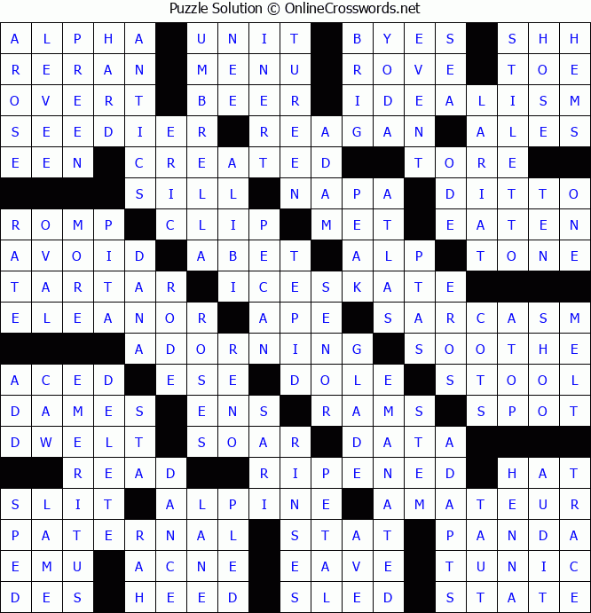 Solution for Crossword Puzzle #92737